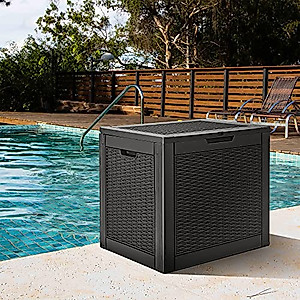 JUMMICO 31 Gallon Resin Deck Box Outdoor Indoor Waterproof Lightweight Storage Box for Outside Patio Furniture Cushions, Pool Toys and Garden Tools