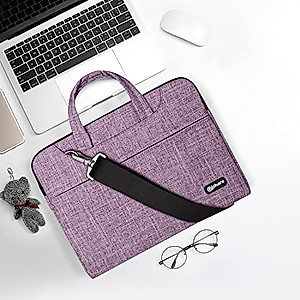 Qishare 11.6 12 inch Laptop Case Laptop Shoulder Bag, Multi-functional Notebook Sleeve Carrying Case With Strap for Notebook Microsoft Surface Pro Macbook Air 11 12(Purple Lines)