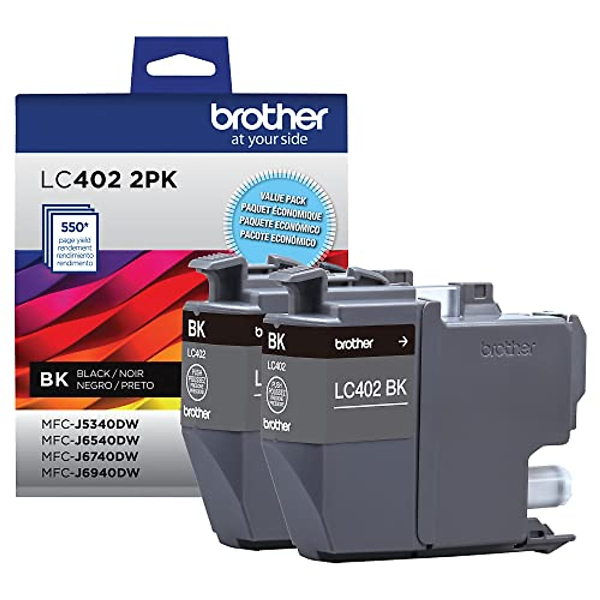 Brother Genuine LC402 2PK 2-Pack of Standard Yield Black Ink Cartridges