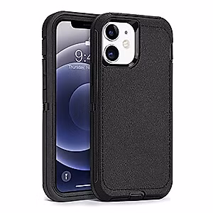 CAFEWICH Compatible with iPhone 12 Case/iPhone 12 Pro Case 6.1-Inch (2020), Heavy Duty Defender 3-Layer Rugged Shockproof Drop Protective Cover Phone Cases for iPhone 12/12Pro,Black
