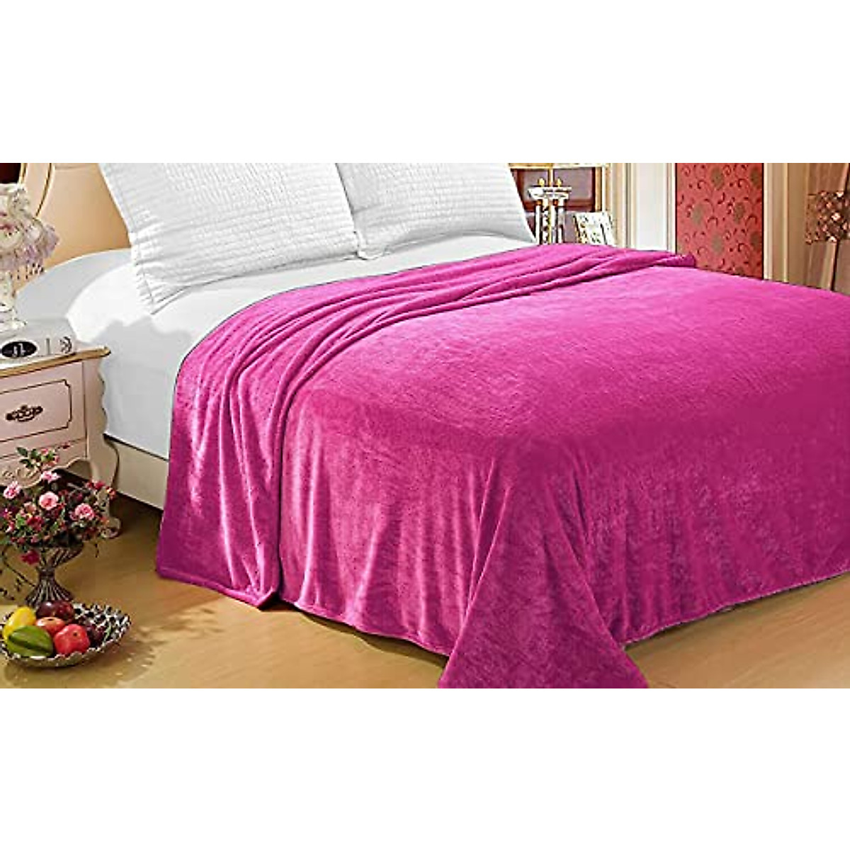 Home Must Haves Solid Hot Pink Super Soft Warm Cozy Plush Premium Bed Throw Blanket, Twin Size (75" x 80")