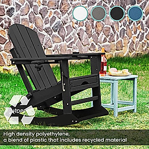KINGYES Folding Rocking Adirondack Chair, Black