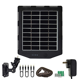 Trail Camera Solar Panel, WingHome Solar Battery Charger Kit 12V/1A 6V/1.5A with Build-in 2000mAH Rechargeable Lithium Battery IP66 Waterproof Hunting Accessory