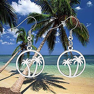 BEKECH Tropical Coconut Palm Tree Cut Out Earring Summer Beach Jewelry Holiday Bridal Beach Wedding Jewelry for Bridesmaid