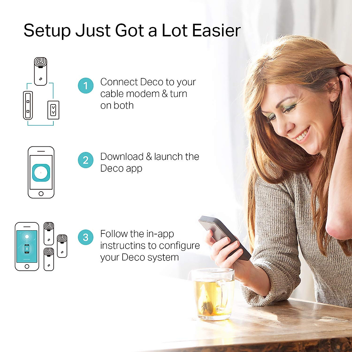 TP-Link Deco Mesh WiFi System (Deco S4) – Up to 5,500 Sq.ft. Coverage, Replaces WiFi Router and Extender, Gigabit Ports, Works with Alexa, 3-pack