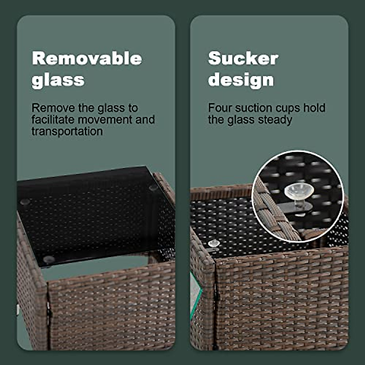 FDW Outdoor Patio Furniture Set，3 Pieces Wicker Bistro Set Outdoor Patio Set Rattan Chair Conversation Sets Patio Sofa Wicker Table Set for Yard Backyard Lawn Porch Poolside Balcony,Blue Cushion