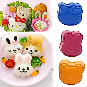 Sushi Shake Rice Ball Mold, Animal Shapes Sushi Mold (3 Pcs + 1 Pcs) Diy Tool Kitchen Sushi Tool