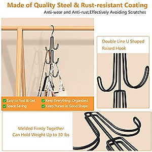 VOOWO Purse Hanger for Closet 2 Pack Purse Hanger + 6 Pack Purse Hook for Closet, Metal Twisted S Hook, Purse Handbag Hanger Closet Organizer, Closet Rod Hooks for Hanging Purse Valentine's Day Gift