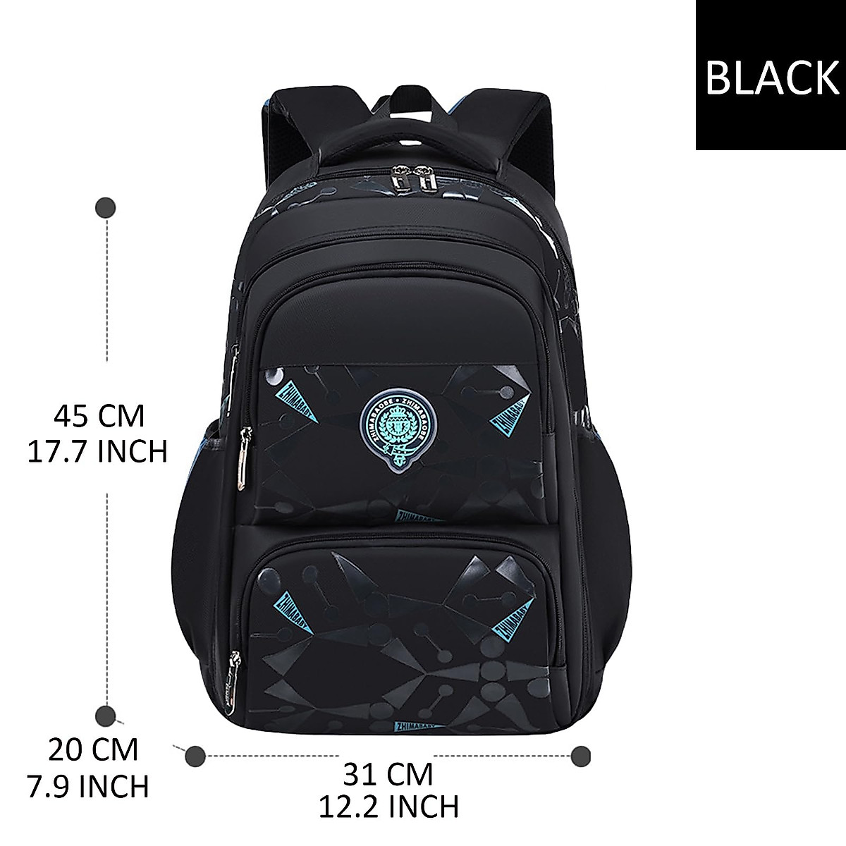 HANXIUCAO School Backpack for Boys Water Resistant School Bags Refrigerator Door Kids Elementary Primary Bookbags Mochilas Morrales Para Niños De 5 6 7 8 9 10 Años(Black)