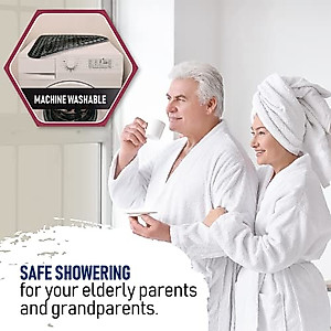 ENKOSI Extra Large Square Non Slip Shower Mat | 31 x 31-inch XL Shower Mats for Showers Anti Slip - Square Shower Stall Mat for Bathroom Shower Floors | Secure Suction Cups and Drain Holes (Grey)