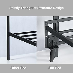 CHABUILDREARK Full Bed Frame, Wood Full Size Platform Bed Frame with Headboard, Metal Slats Support/Linen Fabric/Soft Upholstered Headboard/No Box Spring Needed/Easy Assembly