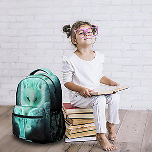 Lightweight Cool Cyan Wolf Backpacks Girls School Bags Kids Bookbags