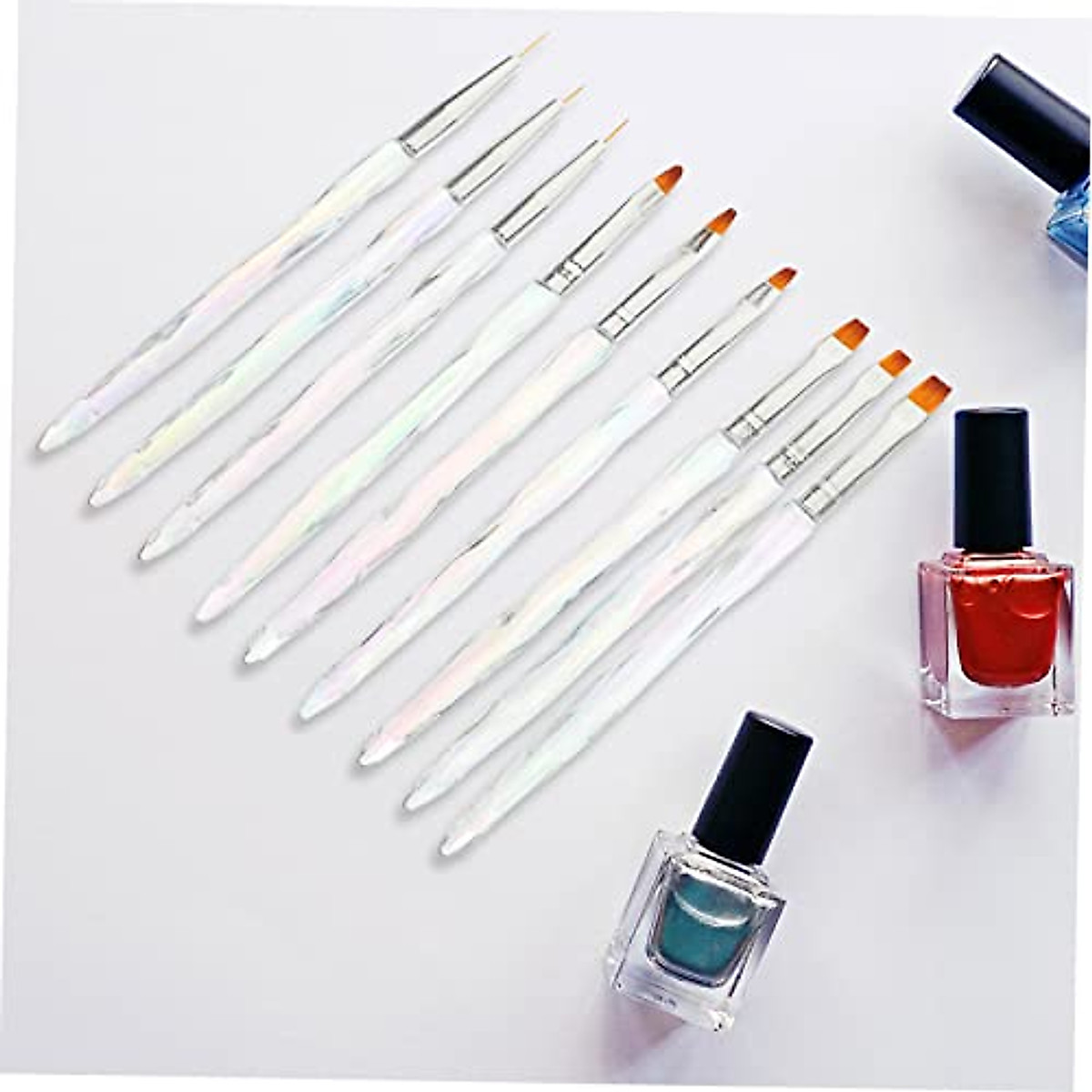 minkissy 9pcs Nail Pen Nail Airbrush Pinceles Para Uñas Acrilicas Lipstick Applicator Fine Brushes Nail Art Supplies Nail Art Brushes Nail Art Pen Manicure DIY Drawing Pen Nail Supplies UV