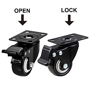 Caster Wheels, 2 inch Casters, Casters Set of 4 Heavy Duty - CLOATFET Locking Casters, Swivel Casters with Brake (Top Plate), Non Marking Black Castor Wheels for Cart Furniture Workbench