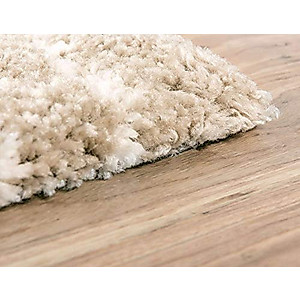 Unique Loom Rabat Shag Collection Modern Tribal Moroccan Inspired Plush & Soft Geometric Design Area Rug (5' 0 x 8' 0 Rectangular, Taupe/ Ivory)