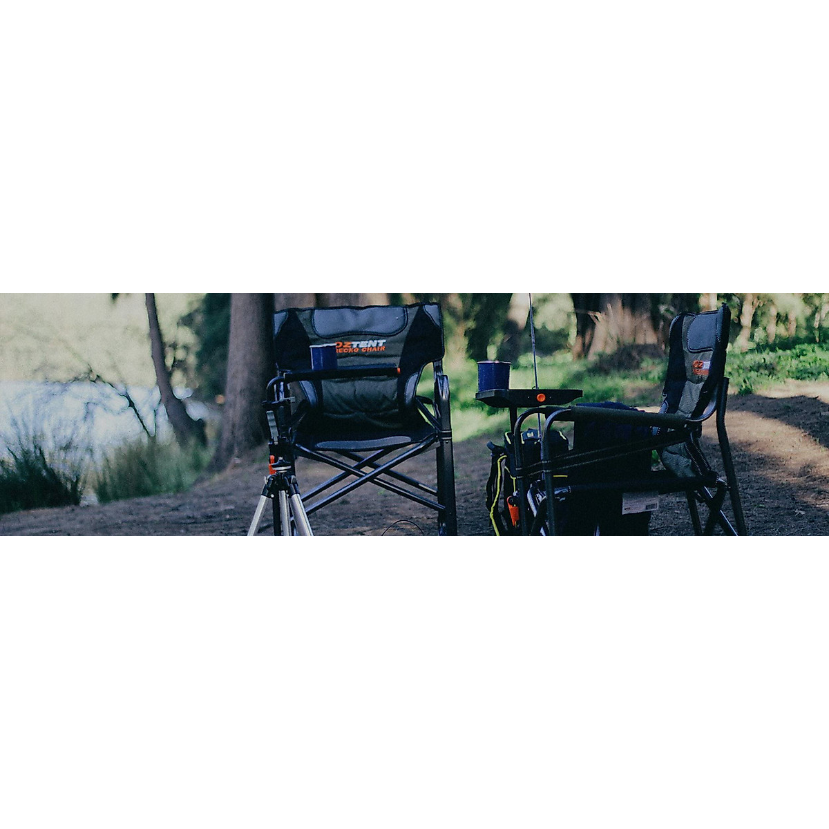 OzTent Gecko Camping Chair with Lumbar Support and Swivel Table