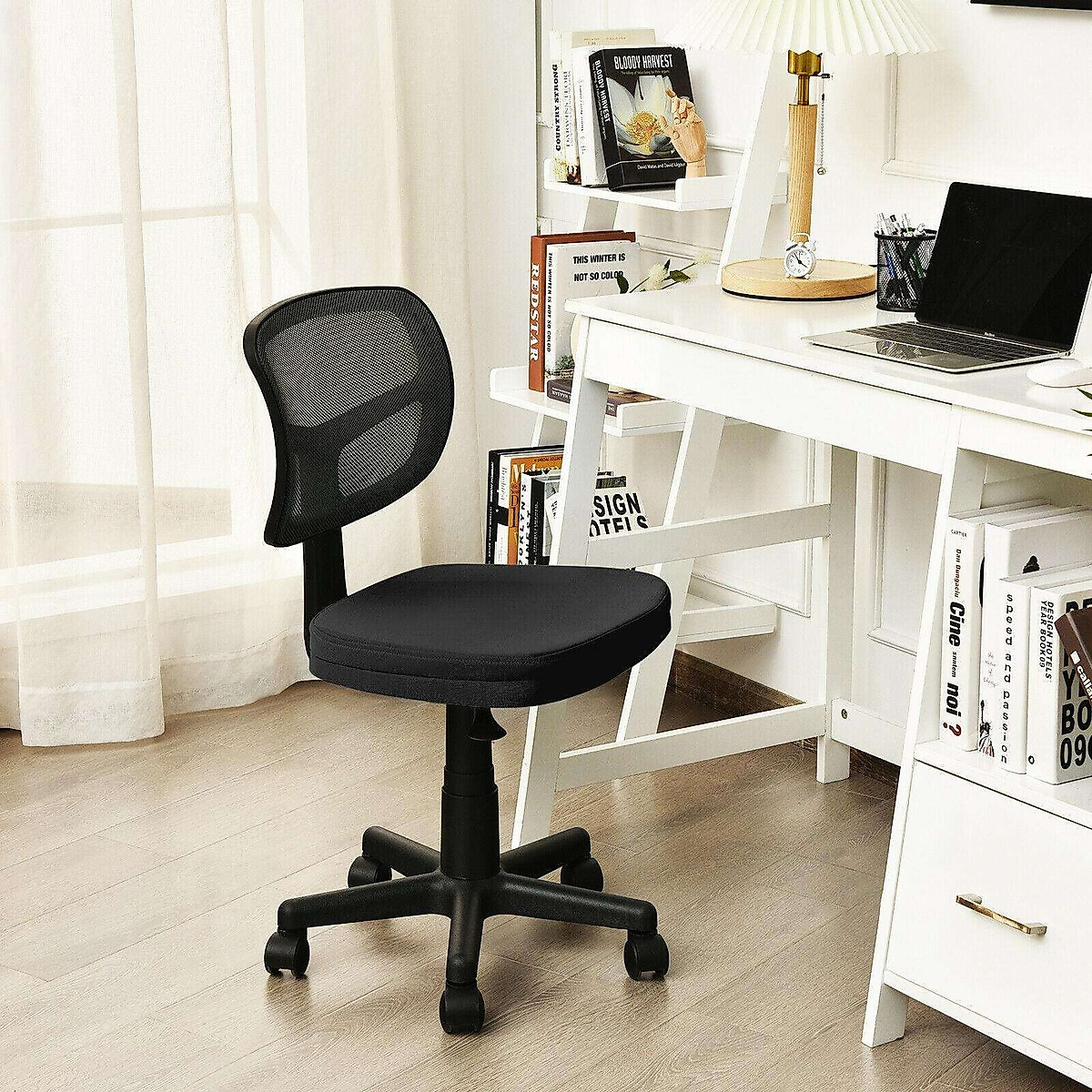 NJSV Armless Office Chair Adjustable Swivel Computer Mesh Desk Chair Black Gaming Chair Office Chair Desk Chair Computer Chair Home Office Desk Chairs Gamer Chair Office Chairs