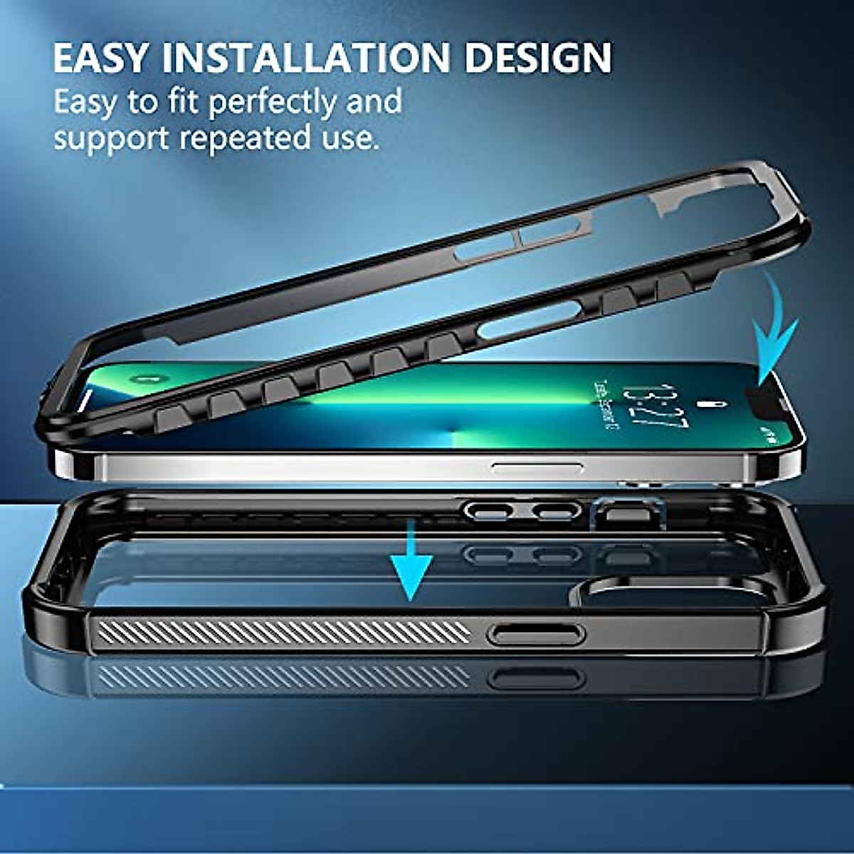 Red2Fire for iPhone 13 Pro Max Case, [360 Full Body] [with Built-in Screen Protector] [Heavy Duty Protection] 12 FT Dropproof Shockproof Dust-Proof Bumper Phone Case for iPhone 13 Pro Max 6.7" Black