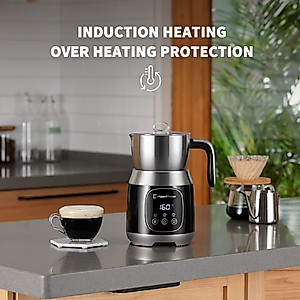 Maestri House Milk Frother, 21OZ Variable Temp and Froth Thickness Milk Frother and Steamer, Smart Touch Control Milk Warmer, Dishwasher Safe, Memory Function for Latte Cappuccino Hot Chocolate