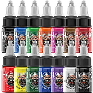 Hawink Tattoo Ink Set 1/2 oz (15ml) Tattoo Supply 14 Colors Pigment Kit Ink USA TI203-15-14