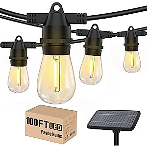 Outdoor Solar String Lights, 100 FT Solar Powered LED String Outdoor Lights Waterproof & Shatterproof, Patio Solar Hanging Lights With 30 Bulbs, Camping Decorative Lights For Outdoor Backyard Garden