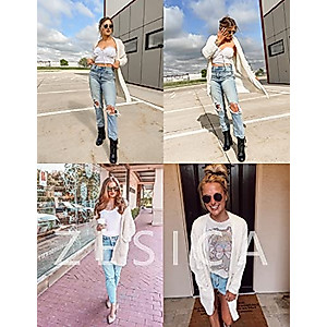 ZESICA Women's 2023 Fall Long Batwing Sleeve Open Front Chunky Knit Cardigan Sweater,B&Apricot,XX-Large