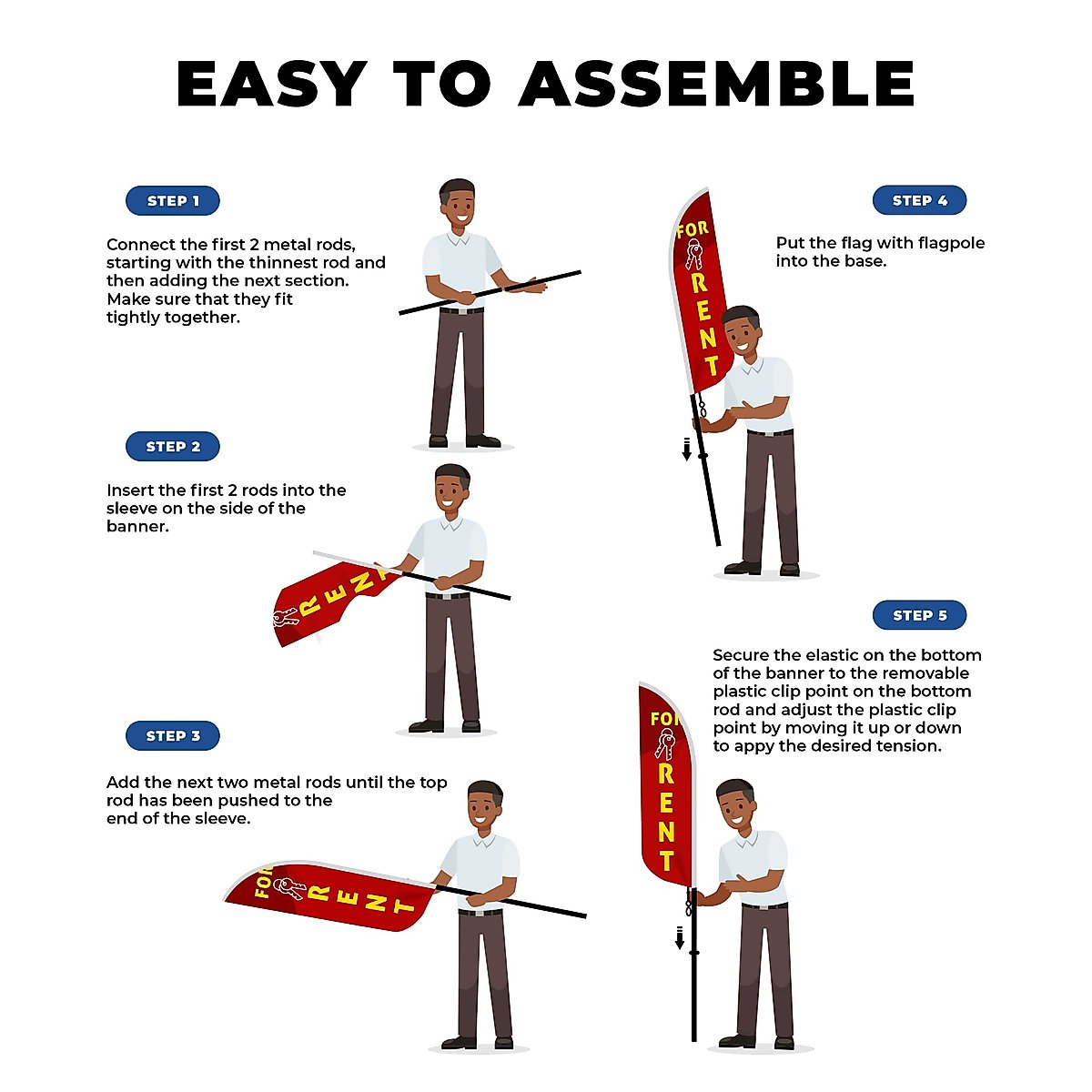 For Rent Feather Flag(11.5feetX2.5feet) by DreamController | Outdoor Business Advertising Tall Flag | Weather-Resistant Knitted Swooper Flag | Made in USA | HD Print (Flag Only)