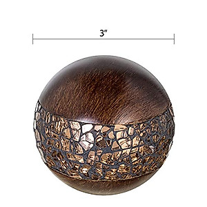 Schonwerk Walnut Decorative Orbs for Bowls and Vases (Set of 3) Resin Sphere Balls for Living, Dining Room, Coffee Table Centerpiece Home Decor - Great Gift Idea (Crackled Mosaic)