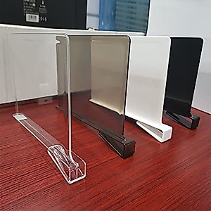 HAVIGET Acrylic Shelf Dividers for Closet Organization - Cabinet and Bookshelf Organizer for Shirt, Handbag, Sweater, Purse and Books - Plastic Separator in Kitchen, Bedroom, Garage (White, 8 Packs)
