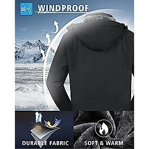 Rapoo Winter Jackets for Men Winter Coats for Men Rain Waterproof Windbreaker Jackets Coats for Men Mens Fleece Warm Snowboard Ski Snow Military Tactical Jacket Coats Black S