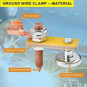 Motcoda Upgrade Magnetic Welding Ground Clamp Welder Grounding Clamps Tools Copper Stick Ground Wire Clamp Weld Metal Accessories Welders Tools (single disk)