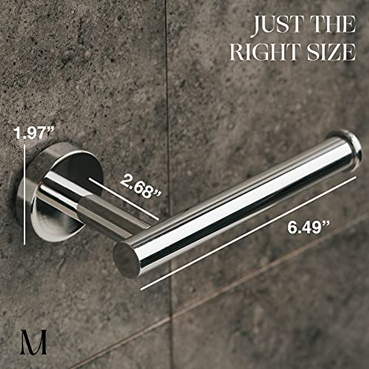 MARMOLUX ACC - Chrome Toilet Paper Holder | Open Arm 4.7 Inches Toilet Tissue Hanger | Bathroom Toilet Paper Holder Wall Mount in Stainless Steel Polished Chrome