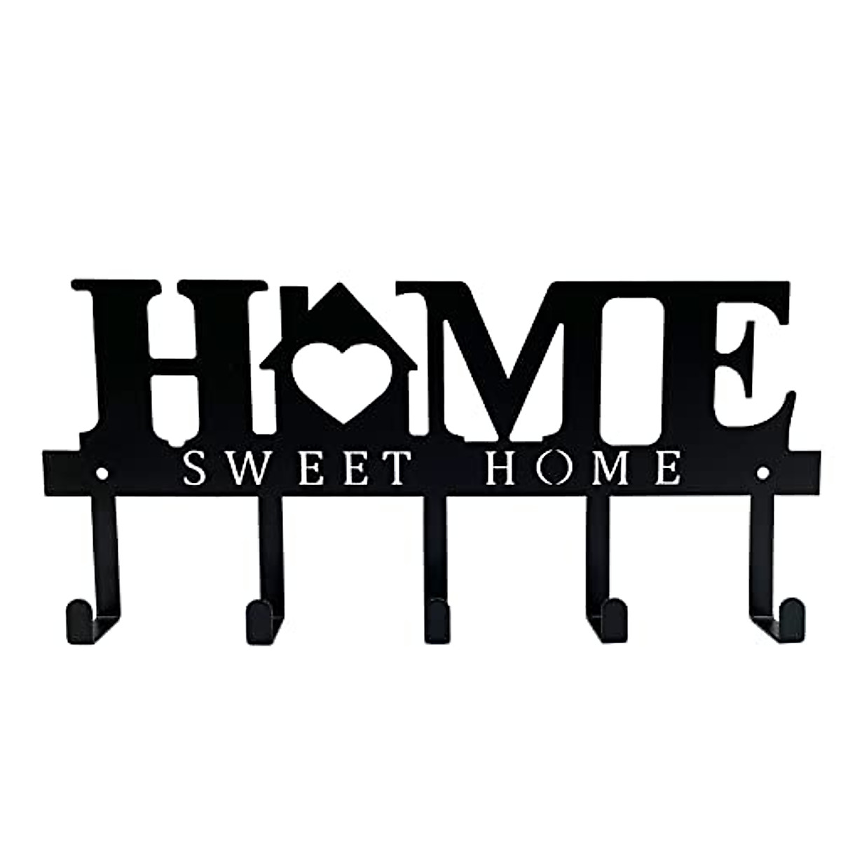 YGFRSTO Metal Key Holder Sweet Home Coat Hooks Organizer Wall Mounted Key Rack with 5 Key Hooks Wall Hanger Decor for Entryway Front Door Kitchen Hallway Garage House Design