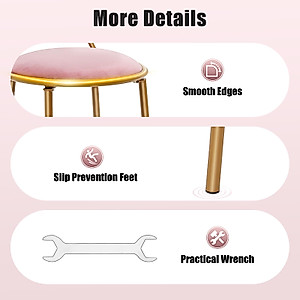 Gbonklong Vanity Chair Stool, Bedroom Princess Leather Vanity Stool, Pink Butterfly Makeup Chair with Bow Knot Backrest, Home Decor Chair Minimalist Chair for Bedroom/Living Room