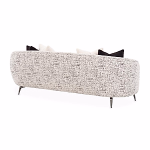Michael Amini Noir Boucle 94" W Fabric Sofa in Ivory/Black Finish