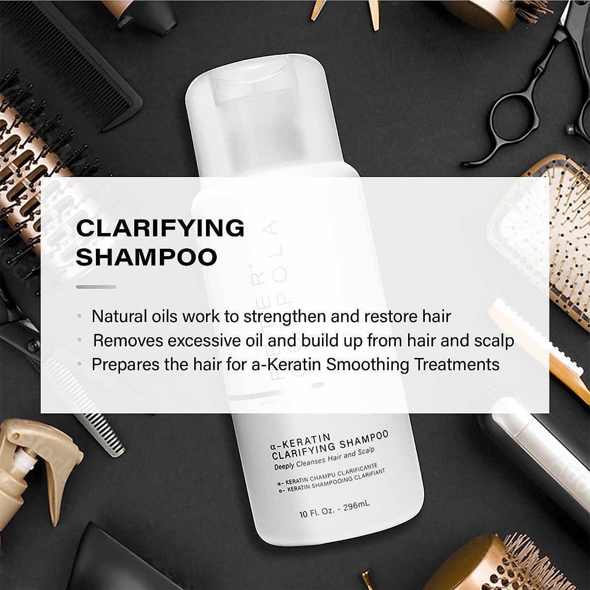 PETER COPPOLA a-Keratin Clarifying Shampoo - Gentle And Deep Cleansing Sulfate Free Shampoo Removes Build Up, Oils, And Excess Product From Hair And Scalp - Reduces Oily Hair (24 Fl Oz)