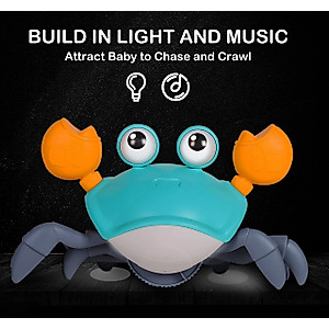 scientree Crawling Crab Baby Toy with Light Up and Music , Toddler Interactive Toys with Sensor Obstacle Avoidance Function,USB Rechargeable, Fun Moving Toy for Babies, Toddlers and Kids