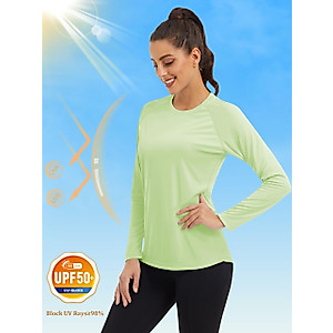 MAGCOMSEN Running Shirts for Women UV Shirts for Women Sweatshirts for Women Workout Shirts Fishing Shirts Womens Long Sleeve T Shirts Women Light Green