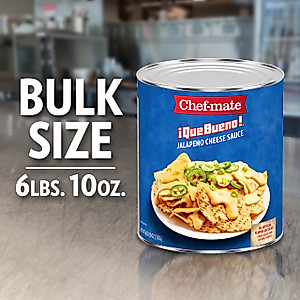 Chef-mate Que Bueno Spicy Nacho Cheese Sauce, Jalapeno Queso, Canned Food, 6 lb 10 oz (#10 Can Bulk)