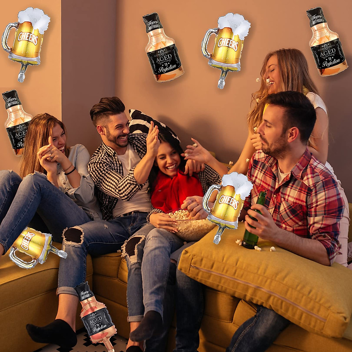 PANRRPERS10 Pcs Whisky Bottle Foil Balloons and Beer Mug Cheers Foil Balloons 16 Inch for Birthday Party Party Decoration Party Beer Festival Supplies