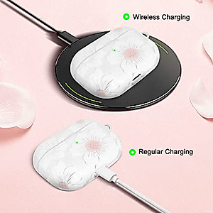 MOLOVA Airpods Pro Case Flower with Keychain Cute Floral Print Airpod Pro Protective Hard Case Cover for Apple Airpod Pro Charging Case LED Visible (Morning Glory)