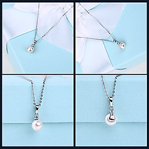 JO WISDOM 925 Sterling Silver Freshwater Cultured Pearl Pendant Necklace Jewelry for Women