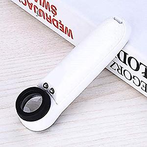 40X Handheld Magnifier High Power Hand Held Illuminated Magnifying Glass Jeweler Eye Jewelry Loupe with 2-LED Light and Leather Case for Reading Maps Jewelry Watch Repair Tool