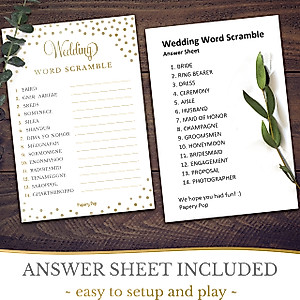 Bridal Shower Games - 5 Activities for 50 Guests - Double Sided Games - Gold Polka Dots