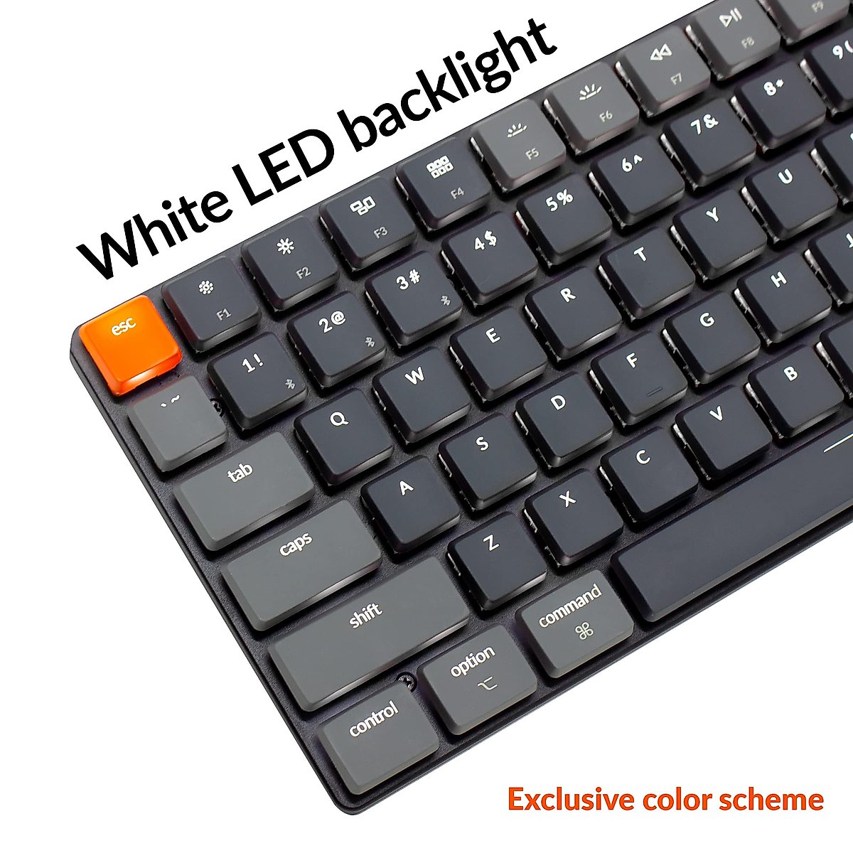 Keychron K3 75% Layout 84-Key Ultra-Slim Hot-Swappable Wireless Bluetooth Mechanical Keyboard with Low-Profile Keychron Optical Red Switch/White LED Backlight/USB Wired for Mac Windows-Version 2