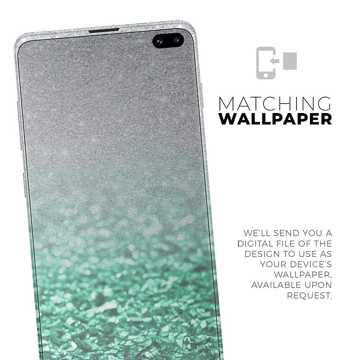 DesignSkinz Aqua Green & Silver Glimmer Fade Protective Vinyl Decal Wrap Skin Cover Compatible with The Samsung Galaxy S20 (Screen Trim & Back Glass Skin)