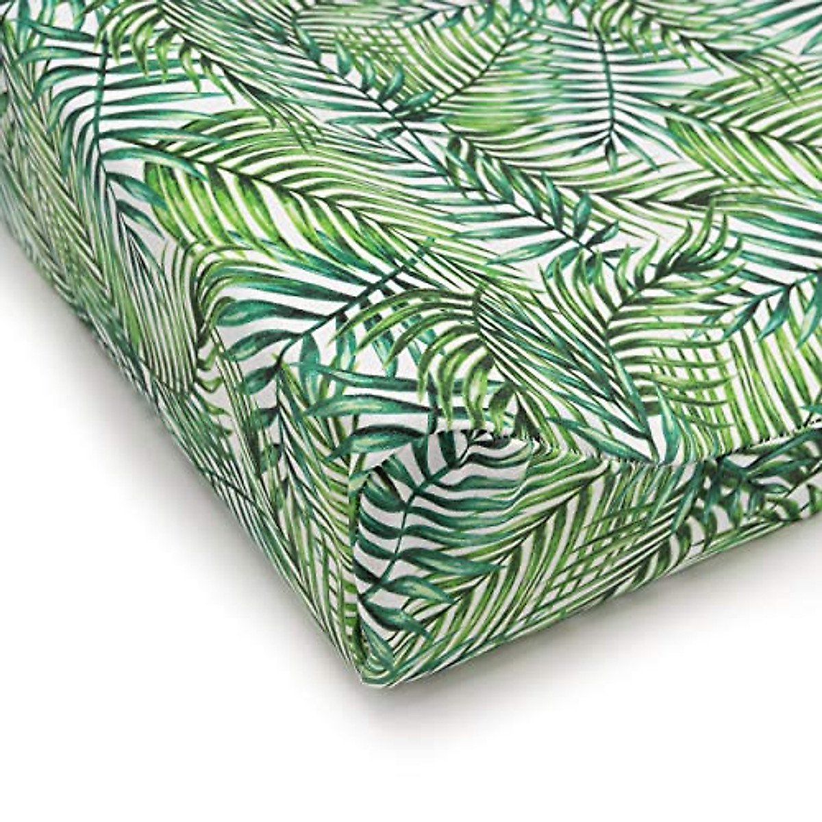 Changing Pad Cover Green for Baby Girl and Boy - Thick and Absorbent - Soft Cotton - OekoTex Certificate - Made in Europe - Baby Registry Shower Gift - Beautiful Packaging – Green Palm Leaves
