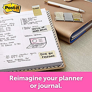 Post-it Flags, 60 Count, 1 in Wide, Assorted Metallic Designs (682-METAL), Metallic Solid, Polka Dots and Stripes
