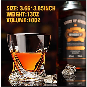 KITNATS Old Fashioned Whiskey Glasses 10 OZ Rocks Glasses Set of 4, Gift Box - Barware For Bourbon, Scotch, Rum glasses, Whisky Cocktail Drinks for Men Women