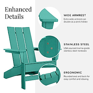 DuroGreen Aria Adirondack Chairs Made with All-Weather Tangentwood, Set of 2, Oversized, High End Patio Furniture for Porch, Lawn, Deck, Fire Pit, No Maintenance, Made in The USA, Black